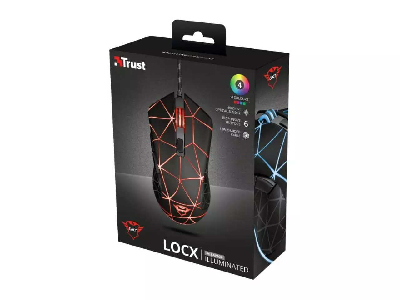 Mouse Trust Gamer GXT 133 Locx Illuminated Óptico 4000dpi LED Preto USB ...