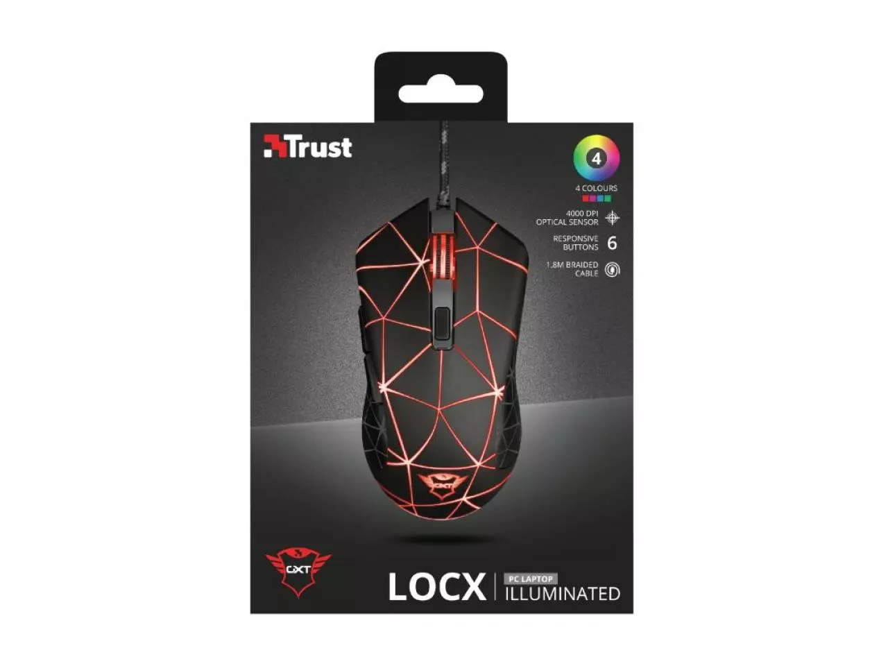 Mouse Trust Gamer GXT 133 Locx Illuminated Óptico 4000dpi LED Preto USB ...