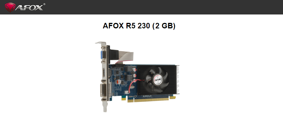 Placa de Vídeo AFOX Radeon R5 230 2GB DDR3 64-bit PCI Express 2.0 x16 ...