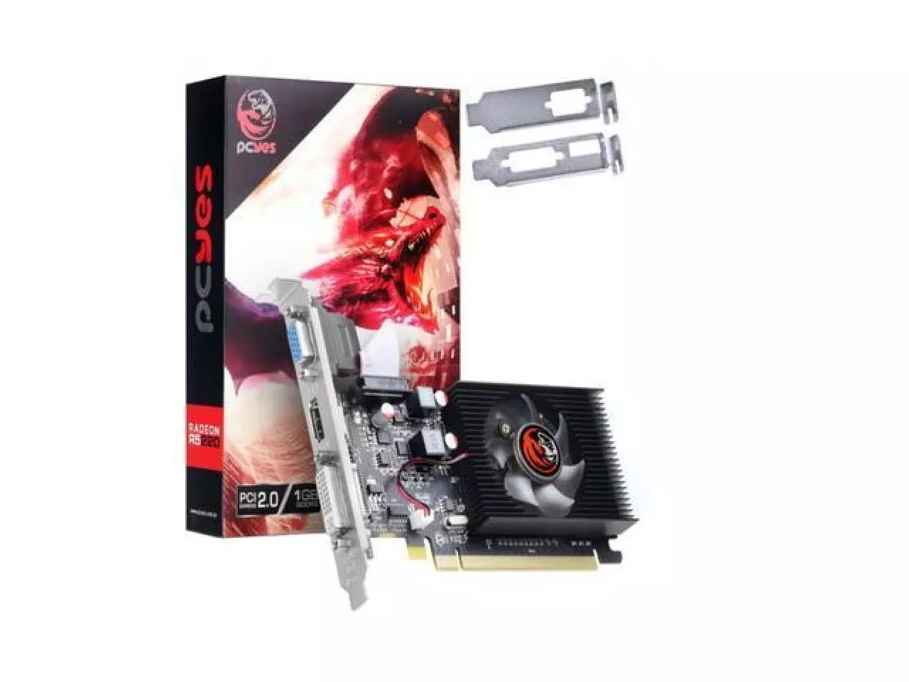 Placa de Vídeo PCYes Radeon R5 220 Low Profile 1GB DDR3 64-bit PCI-E 2. ...