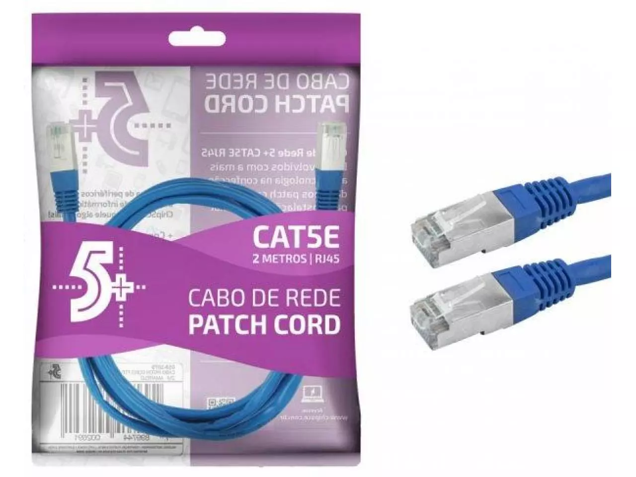 Cabo de Rede RJ-45 CAT5E FTP 2m Blindado Azul - Chip SCE 5+ — HARDSTORE ...