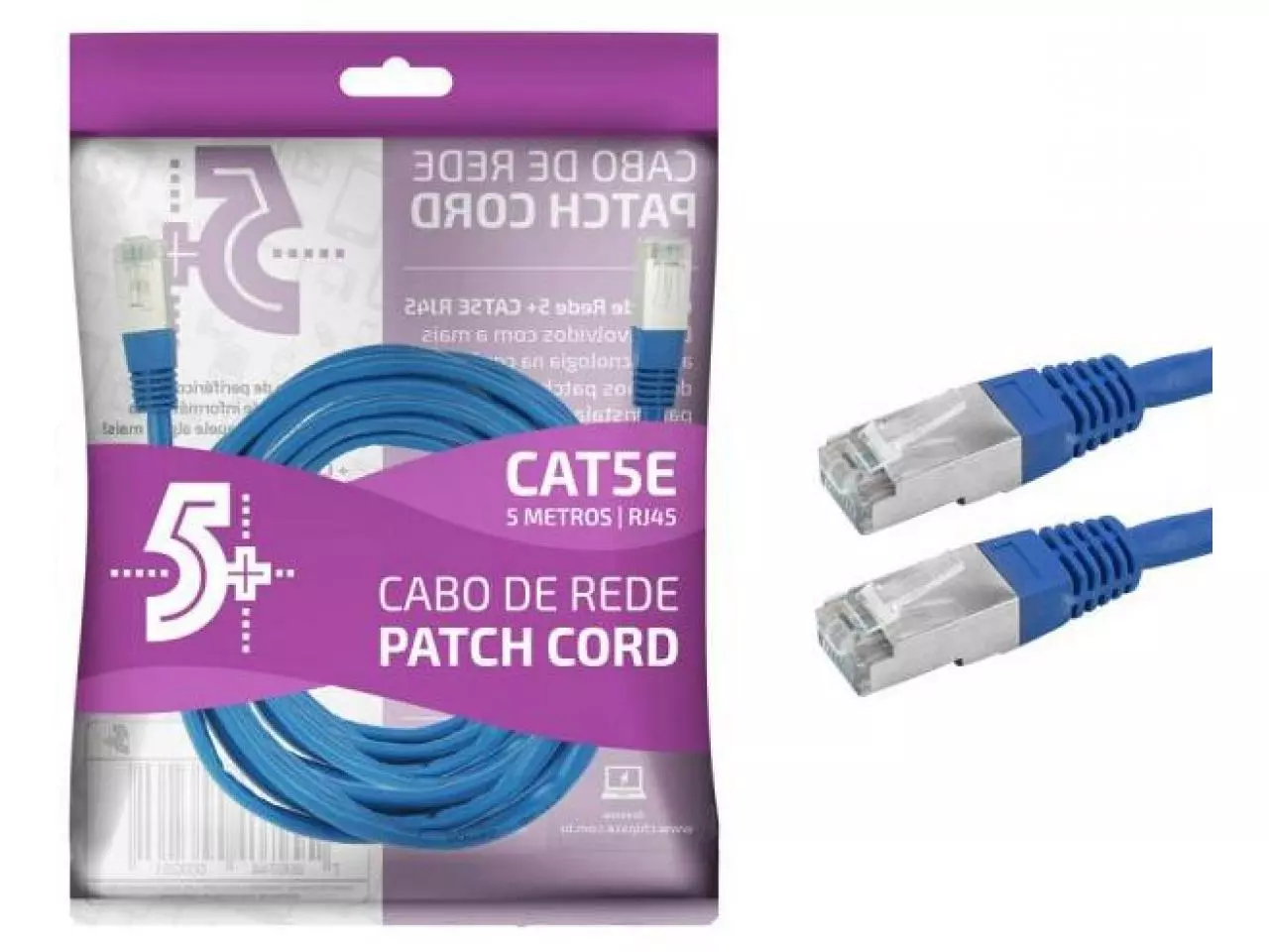 Cabo de Rede RJ-45 CAT5E FTP 5m Blindado Azul - Chip SCE 5+ — HARDSTORE ...