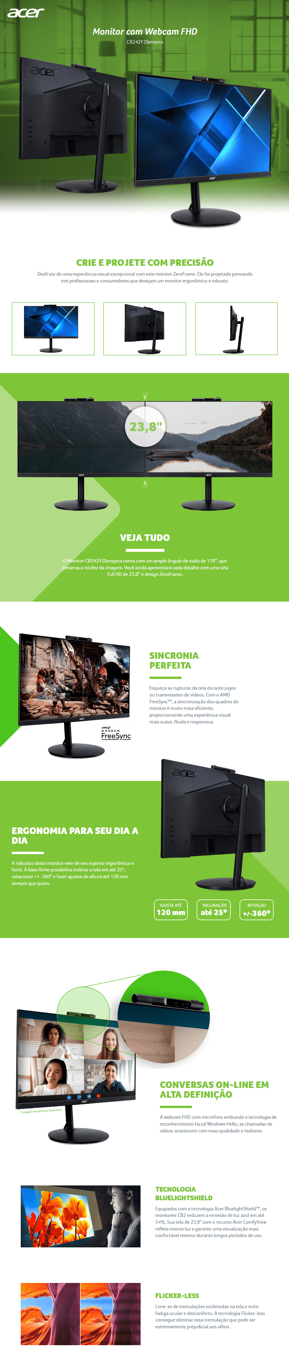 Monitor ACER Zero Frame 23.8" LED IPS Full HD Wide (1920x1080 / 75Hz ...