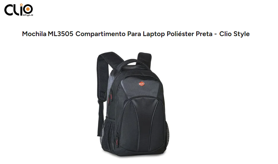 Mochila Clio Style para Notebook até 15,6” Executiva ML3505 Preta ...