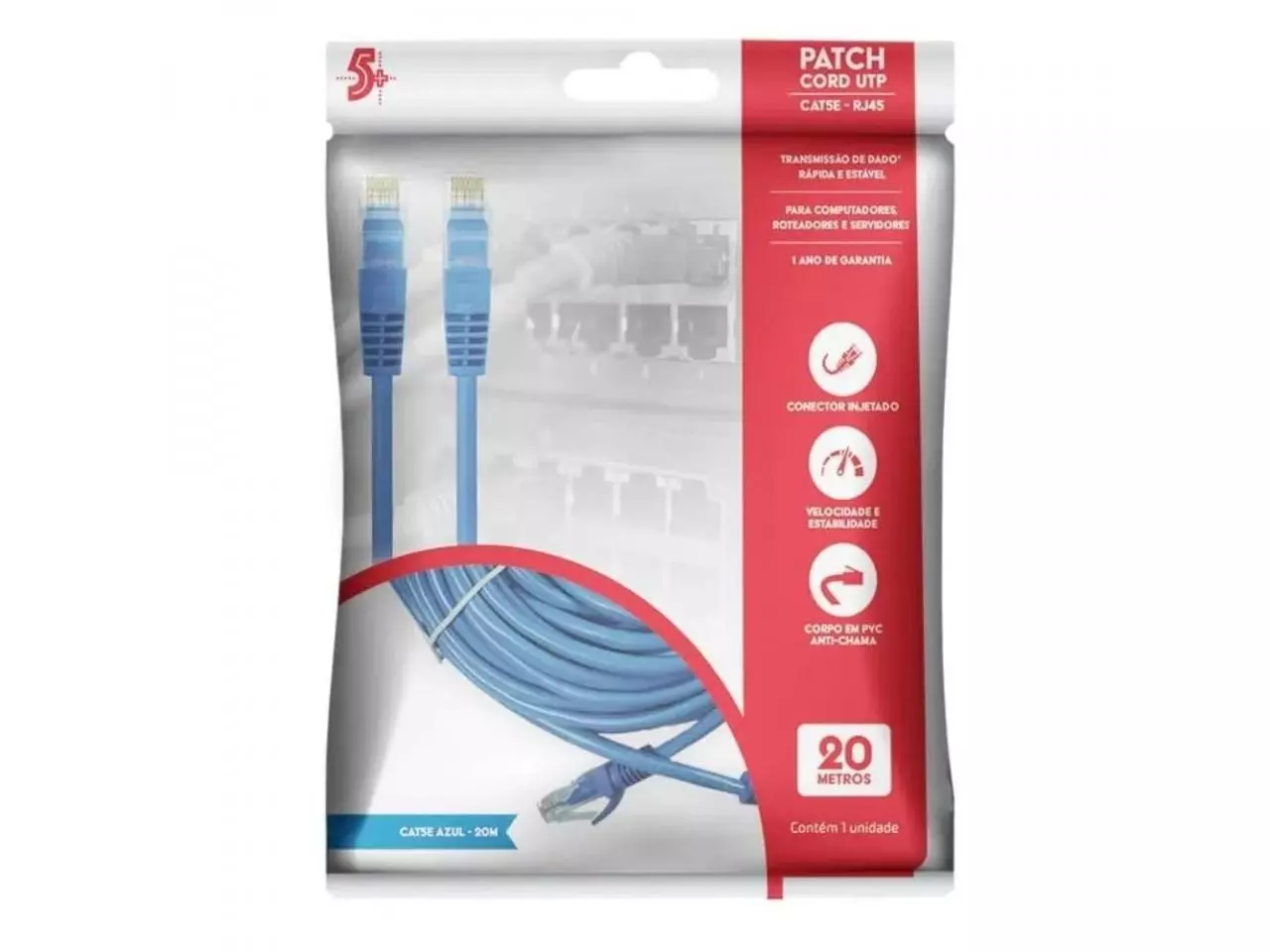 Cabo de Rede RJ-45 5+ CAT5e 20 metros Azul — HARDSTORE Informática ...